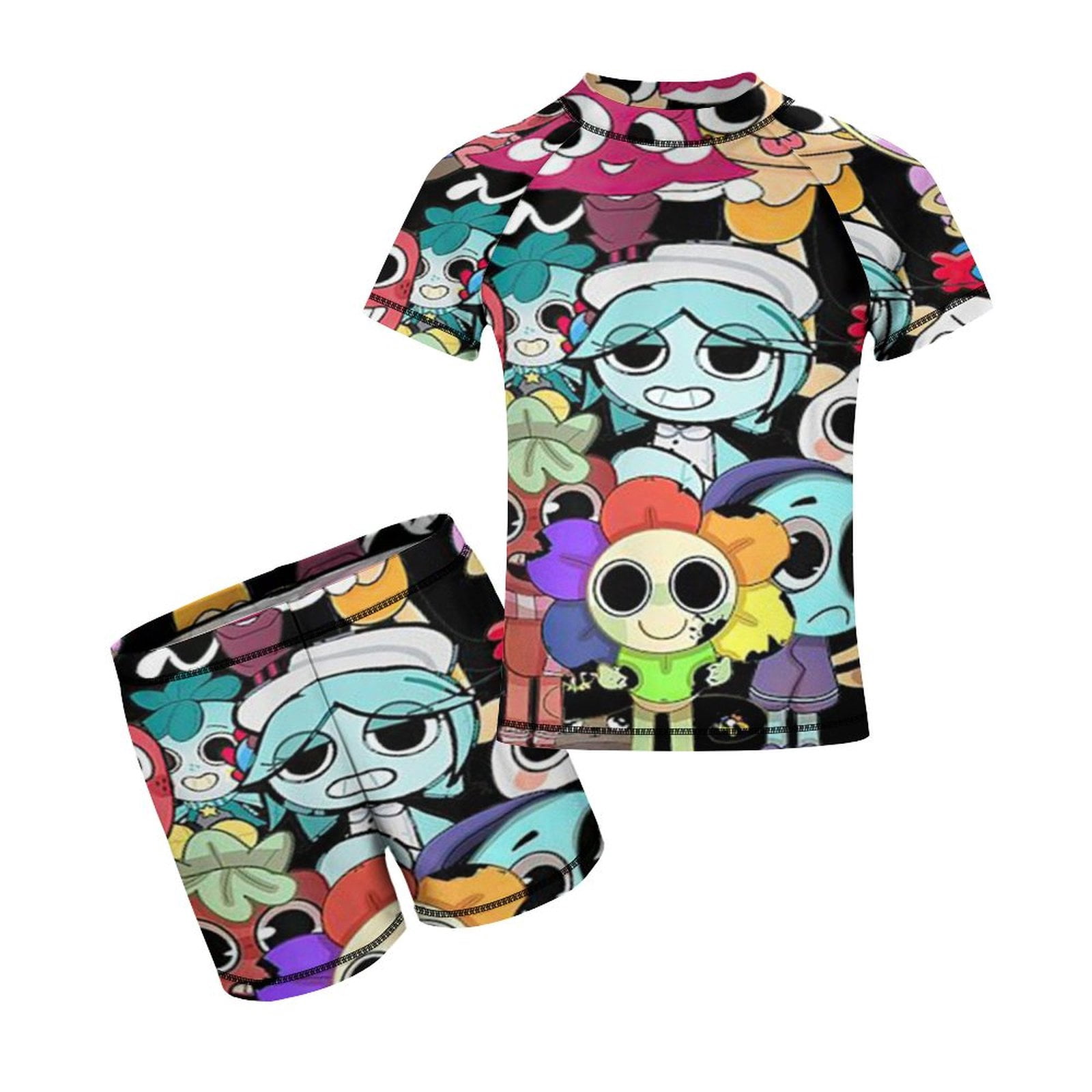 2 PCS Boys Dandy-s World Rash Guard Swimsuit Short Sleeve Swimwear Sets ...
