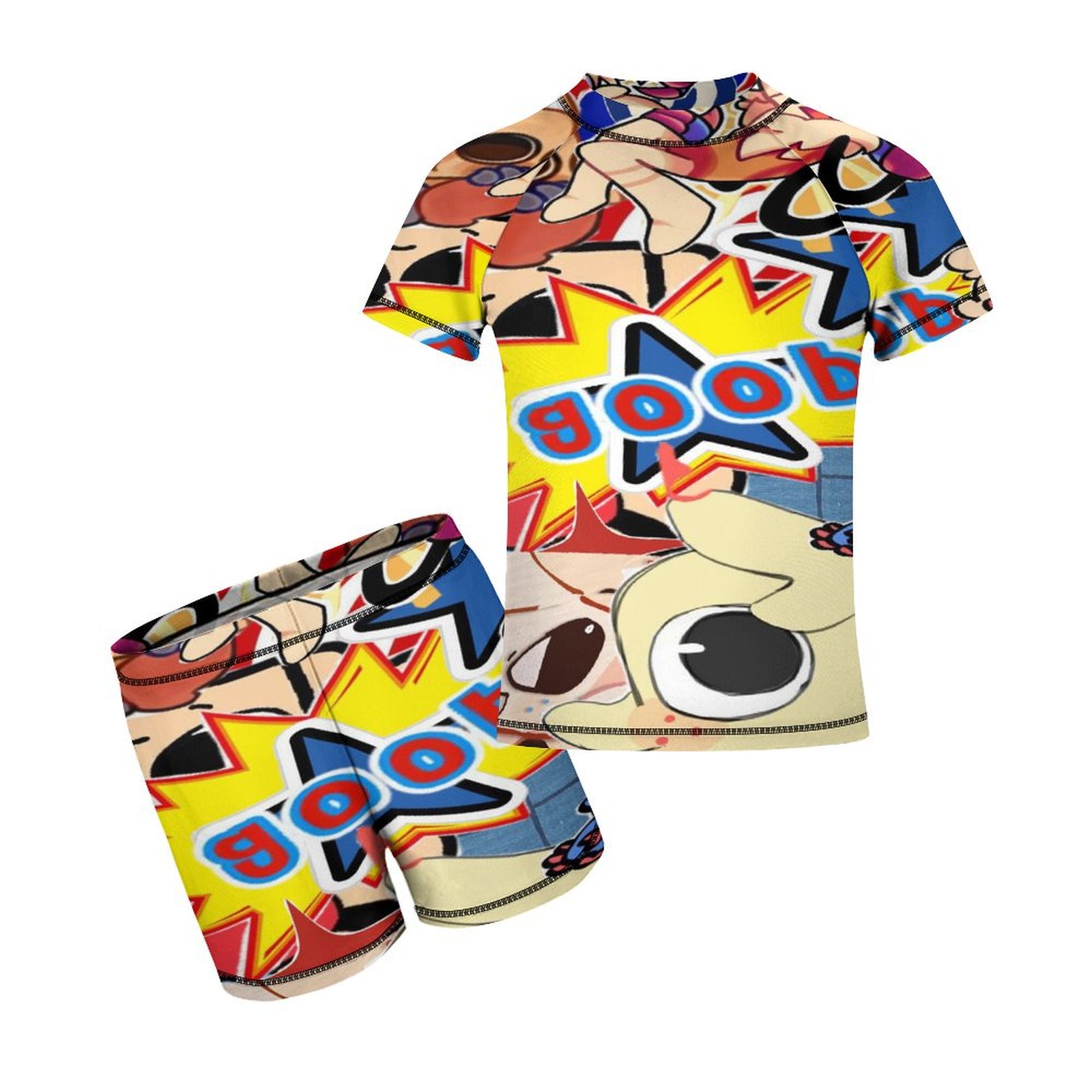 2 PCS Boys Dandy-s World Rash Guard Swimsuit Short Sleeve Swimwear Sets Beach Bathing Suit for ...