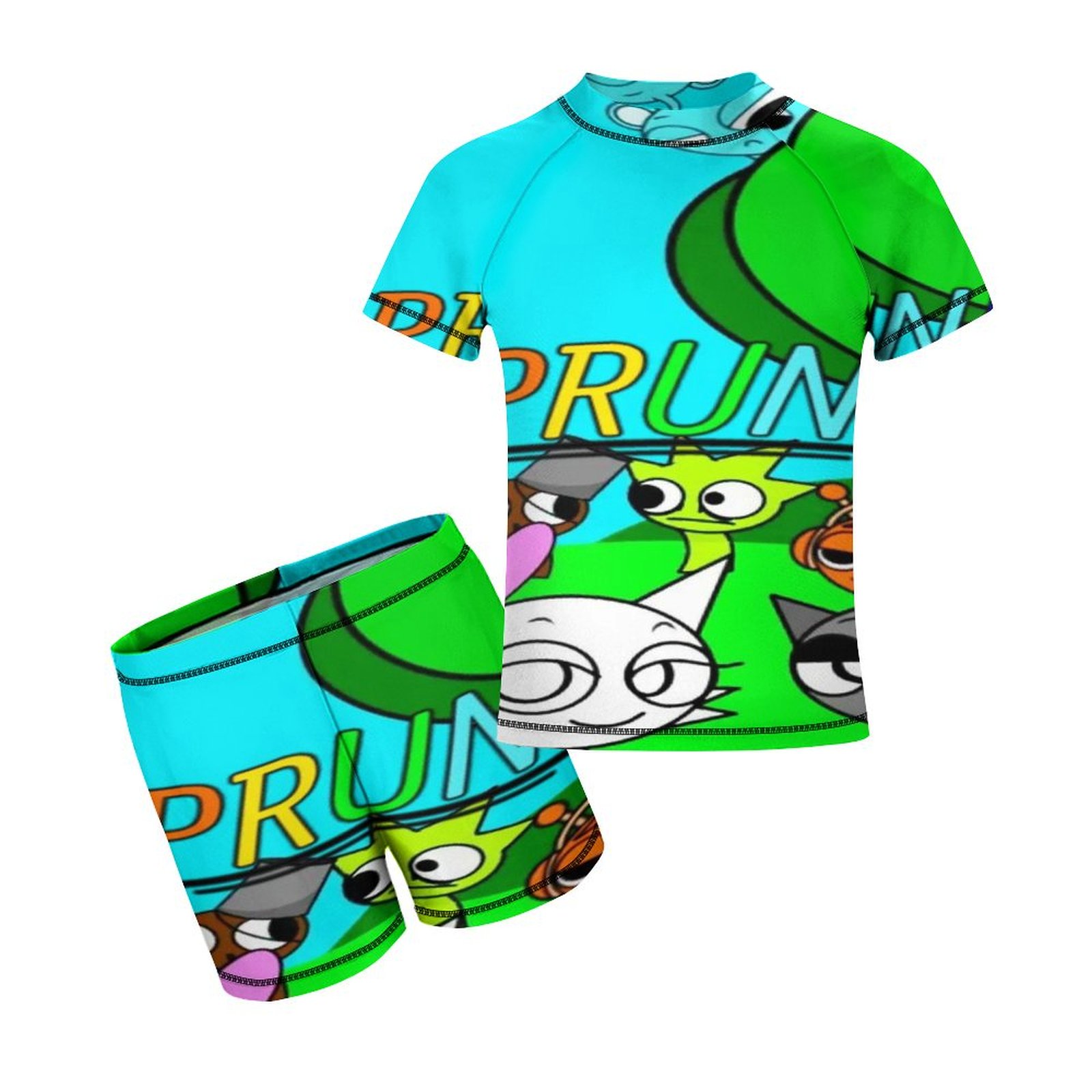 2 PCS Boys Sprun-ki Rash Guard Swimsuit Short Sleeve Swimwear Sets ...