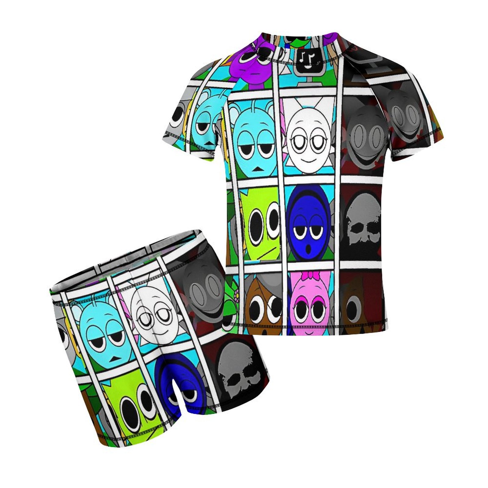 2 PCS Boys Sprun-ki Rash Guard Swimsuit Short Sleeve Swimwear Sets ...