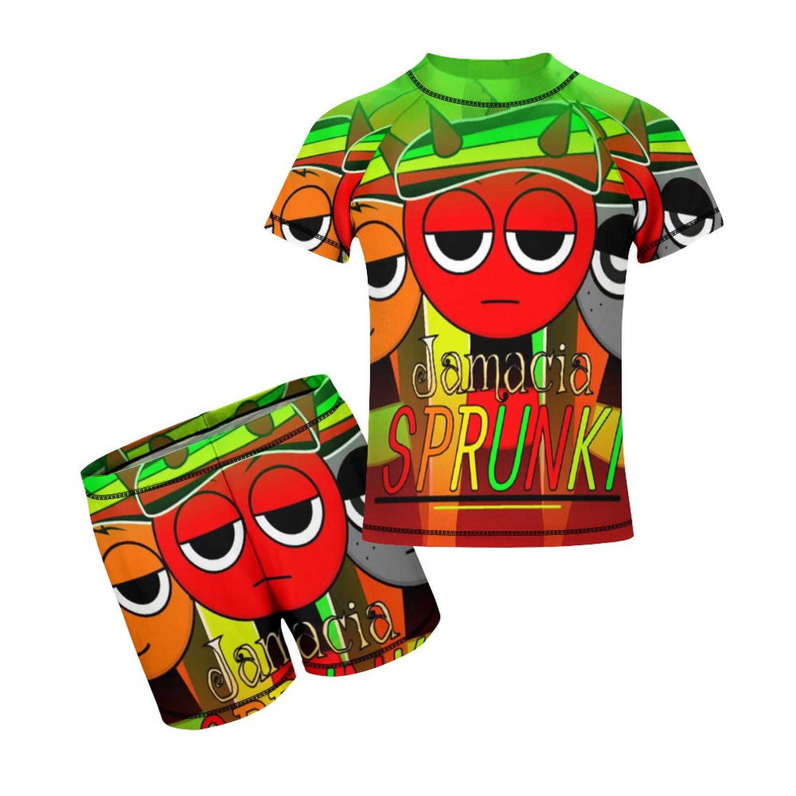 2 PCS Boys Sprun-ki Rash Guard Swimsuit Short Sleeve Swimwear Sets ...