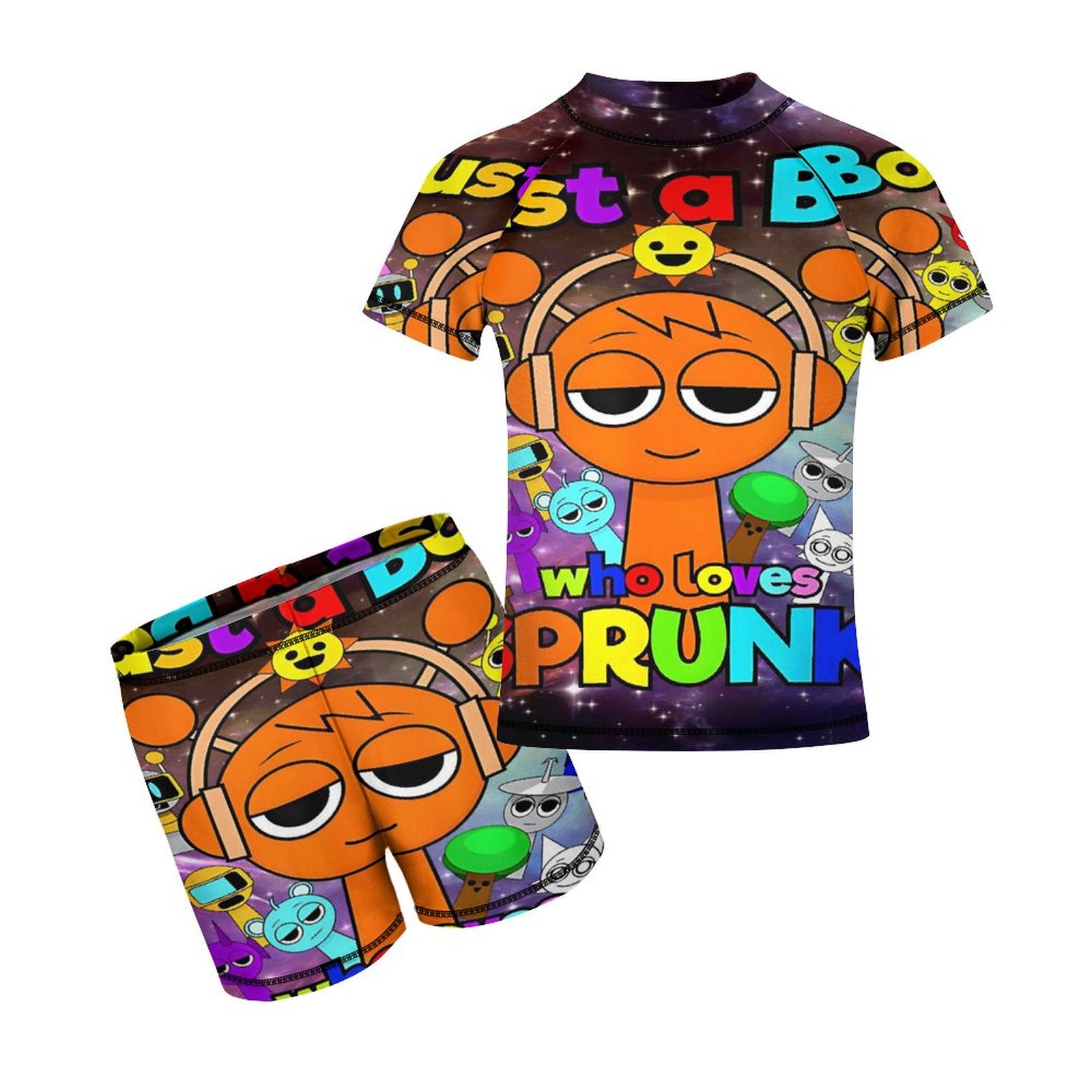 2 PCS Boys Sprun-ki Rash Guard Swimsuit Short Sleeve Swimwear Sets ...