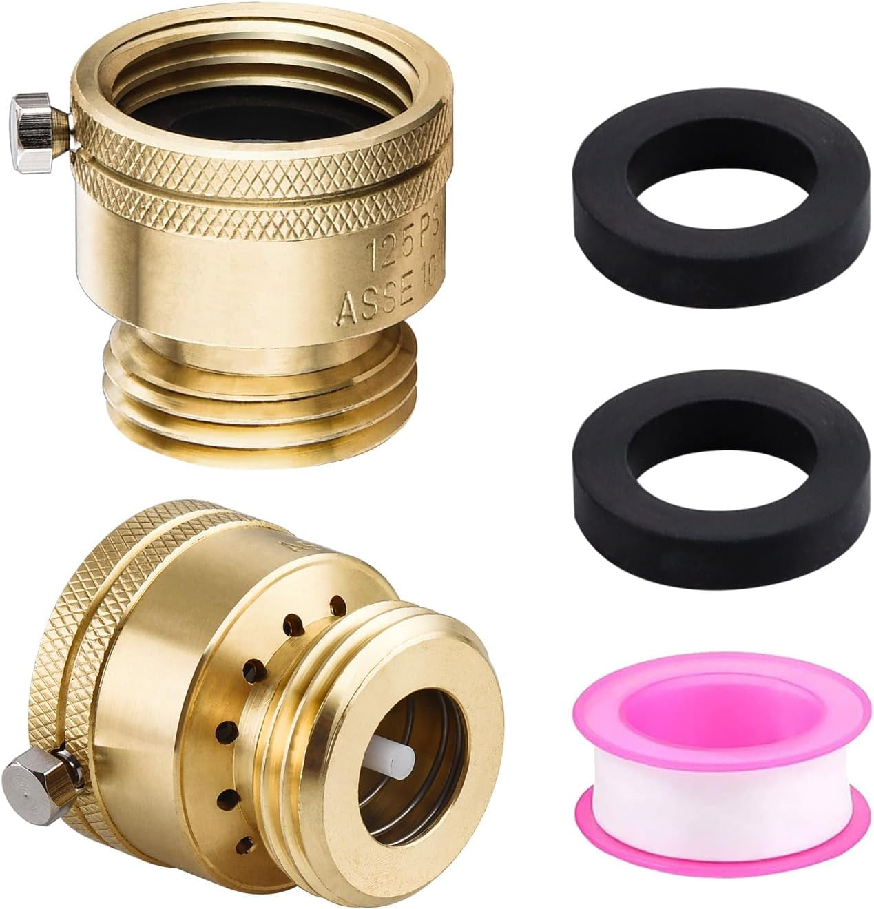 2 PCS Brass Faucet Vacuum Breaker, 3/4 Inch Solid Brass Hose Bib ...