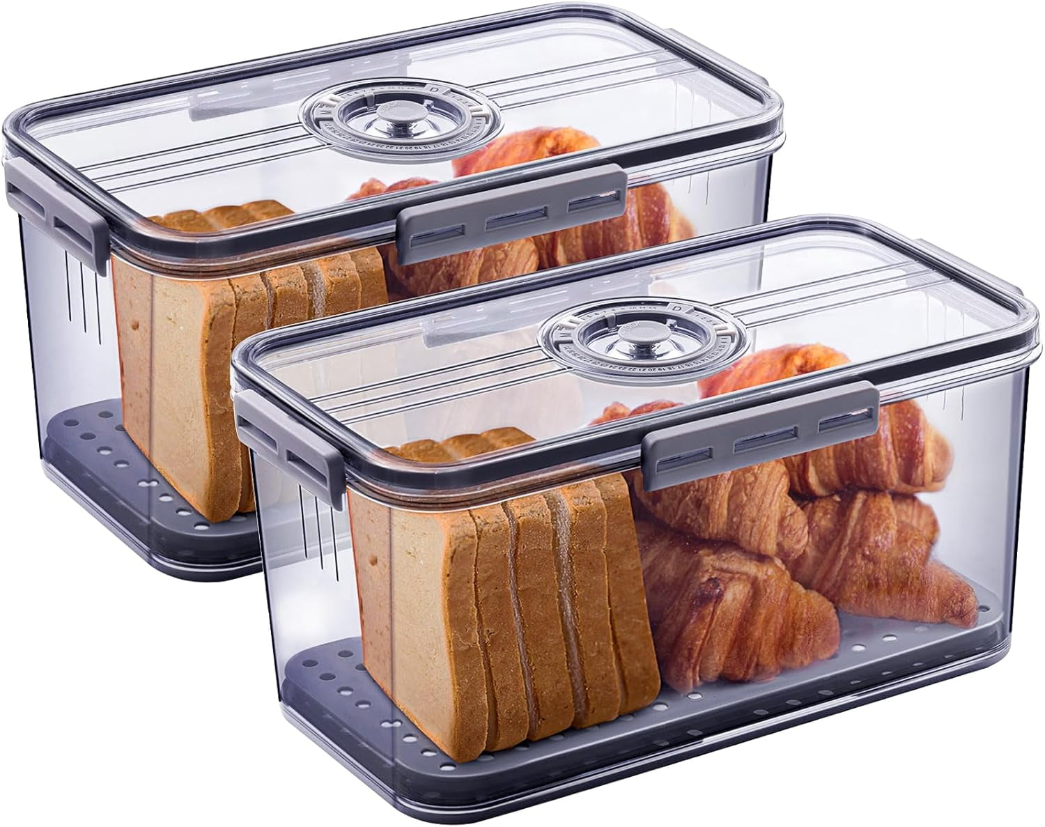 2 PCS Bread Box Bread Boxes for Kitchen Counter Airtight, Time ...