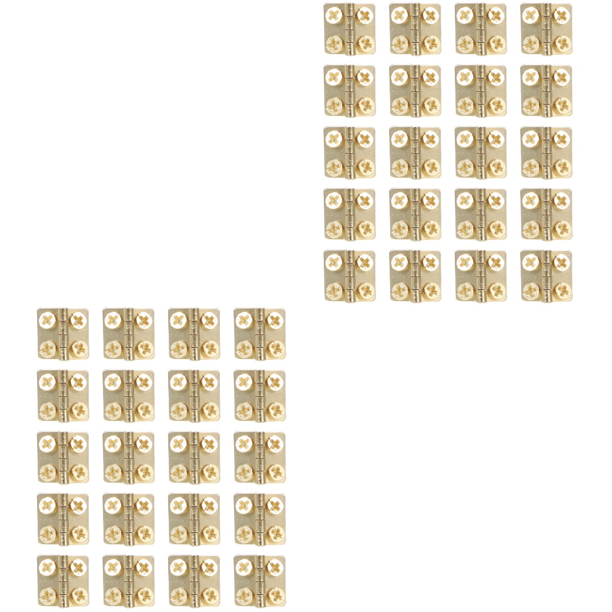 2 PCS Brushed Nickel Hinges for Cabinets Small Gold Screws Mini ...