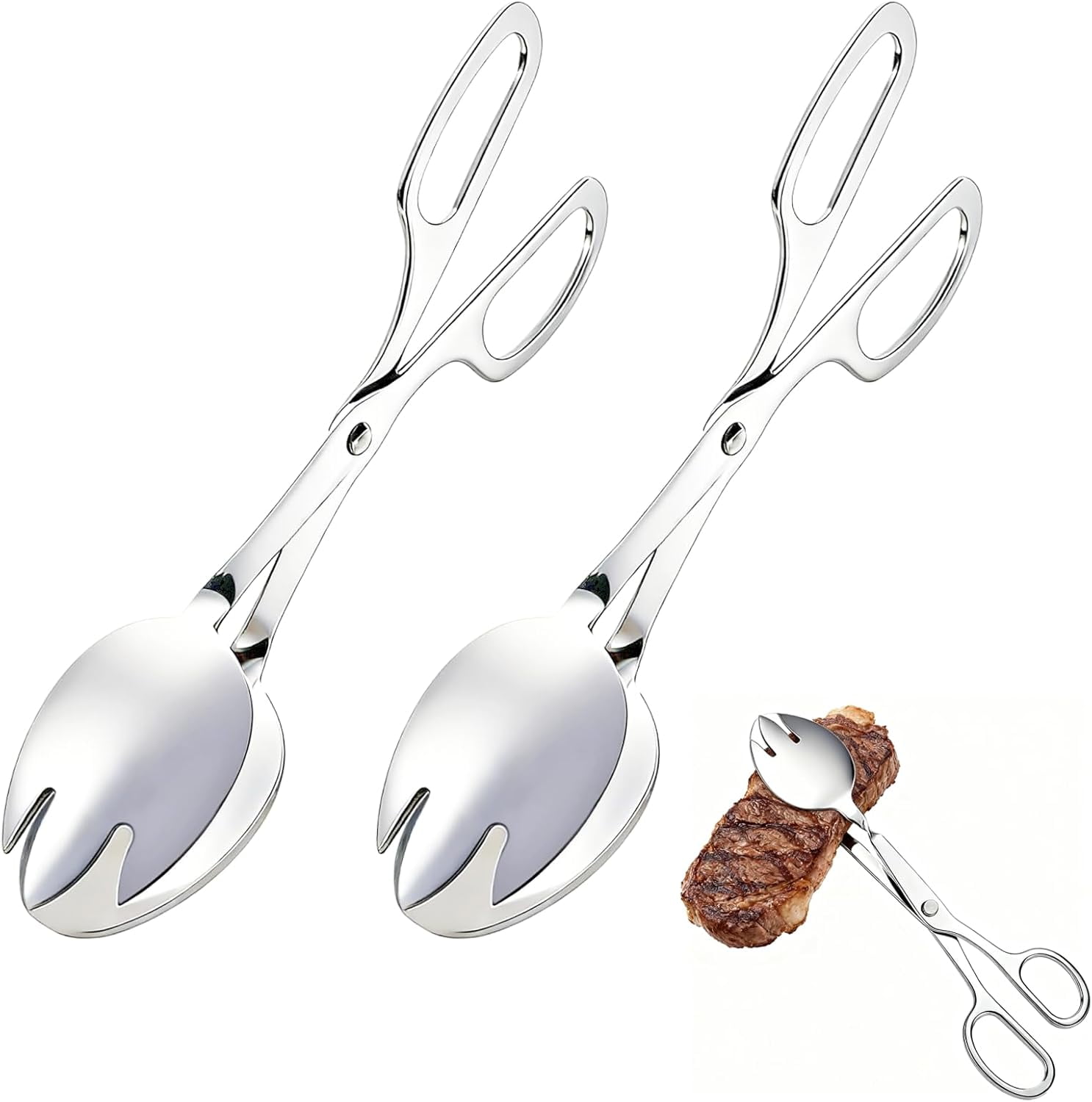 2 PCS Buffet Salad Tongs Stainless Steel, Scissor Serving Tongs for ...