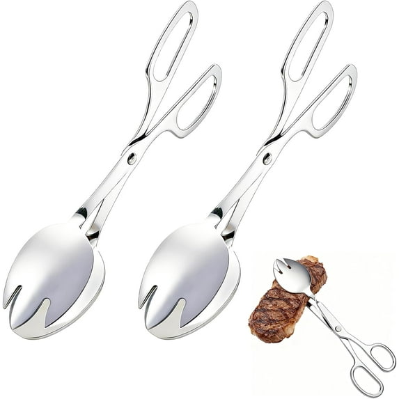 2 PCS Buffet Salad Tongs Stainless Steel, Scissor Serving Tongs for ...