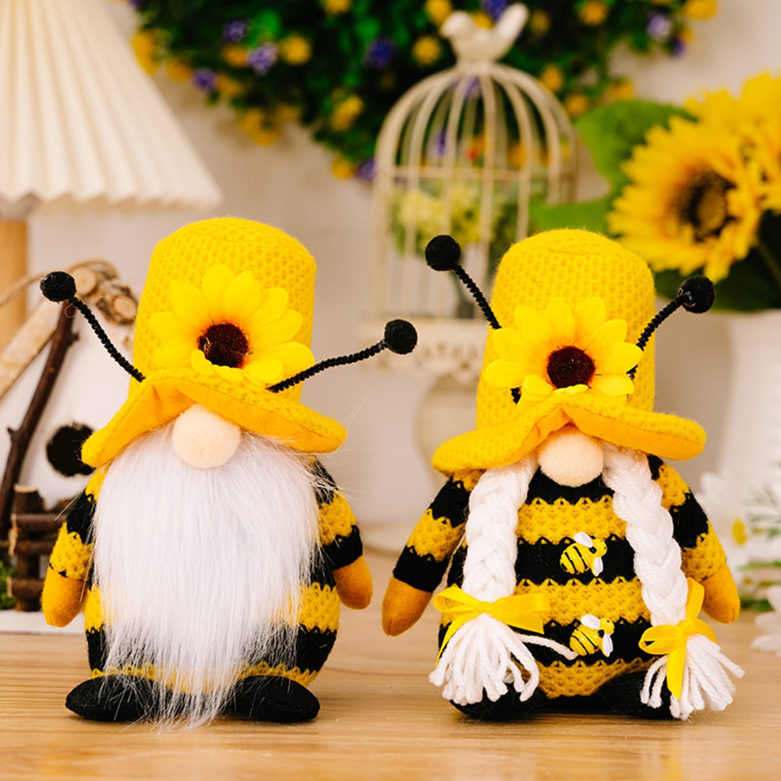 2 PCS Bumble Bee Spring Gnome Plush - Mr and Mrs Honeybee Gnomes ...