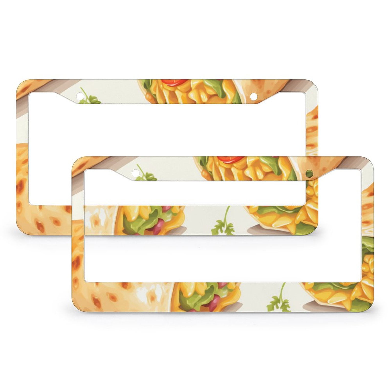 2 PCS Burritos Tortilla Giant Realistic Funny Food License Plate Frames ...