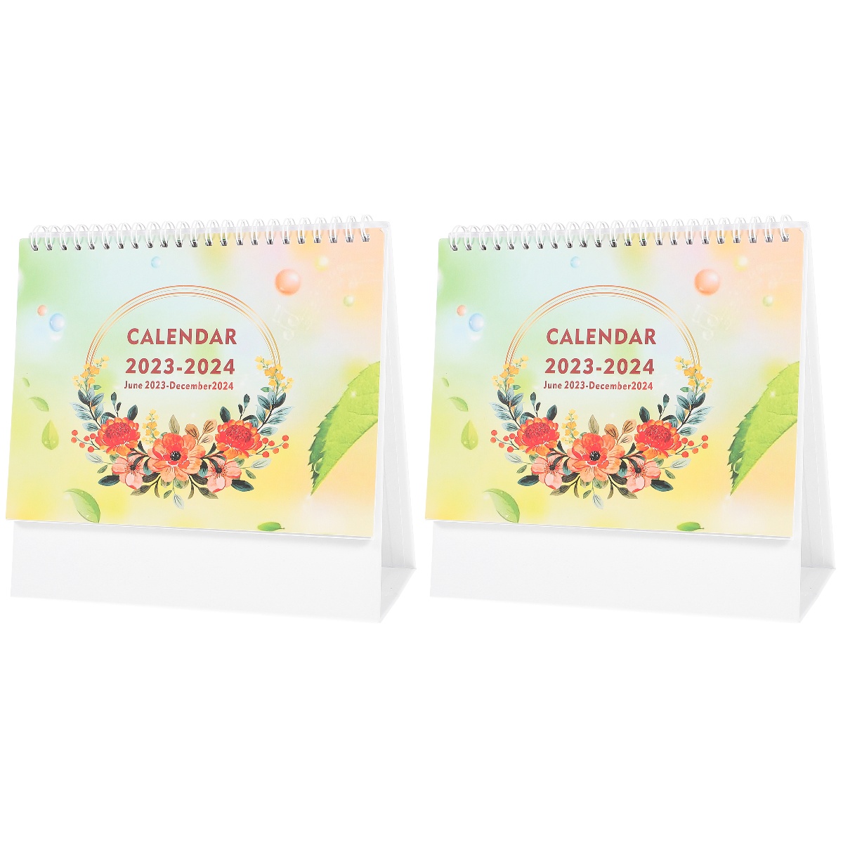 2 PCS Calendar Stickers Desktop 2023 Table Coil Spiral Small 2024 ...