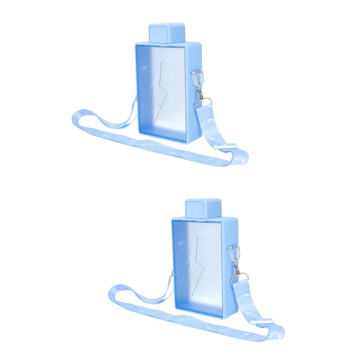2 PCS Camping Sipping Bottle Blue Flat Water Lanyard Reusable Fitness ...