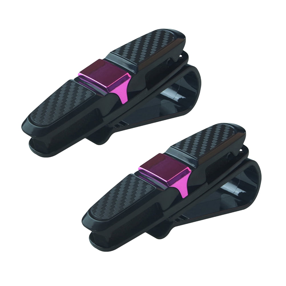2 PCS Car Auto Sun Visor Clip Holder Carbon Fiber Sunglasses Holder ...