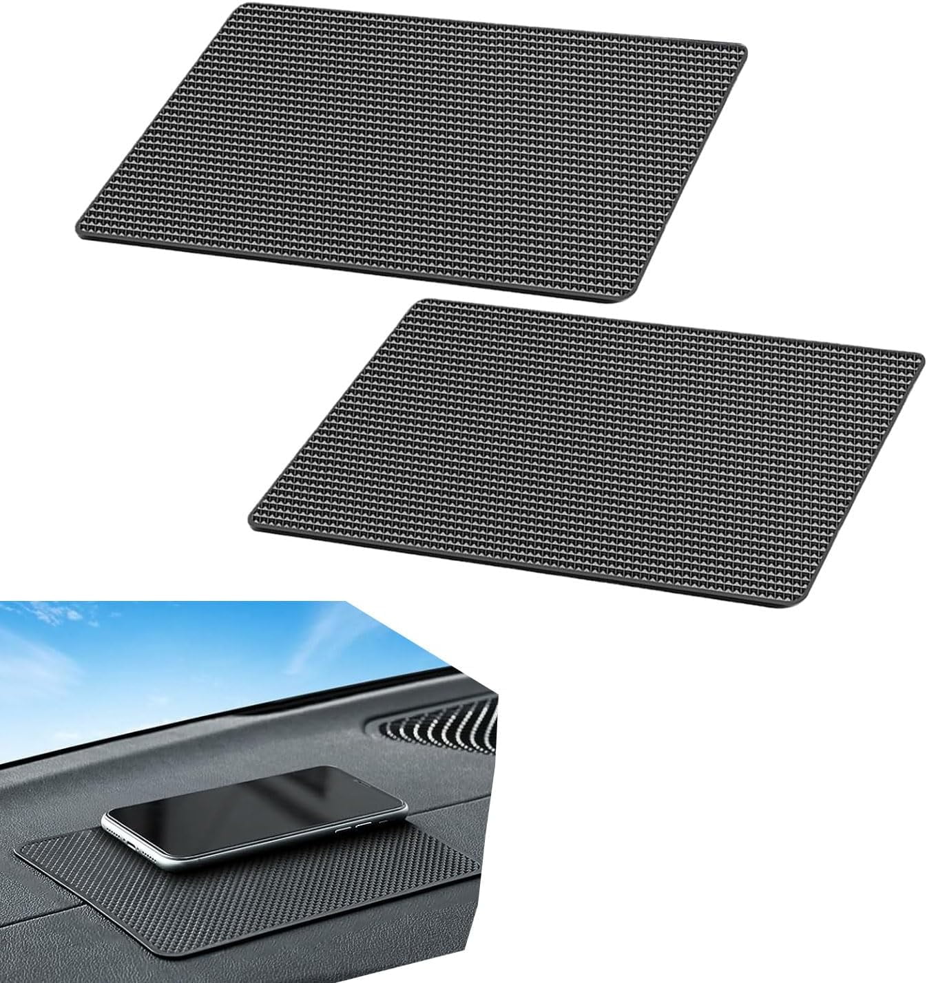 2 PCS Car Dashboard Non Slip Mat, Multifunctional Fixed Storage Mat for ...