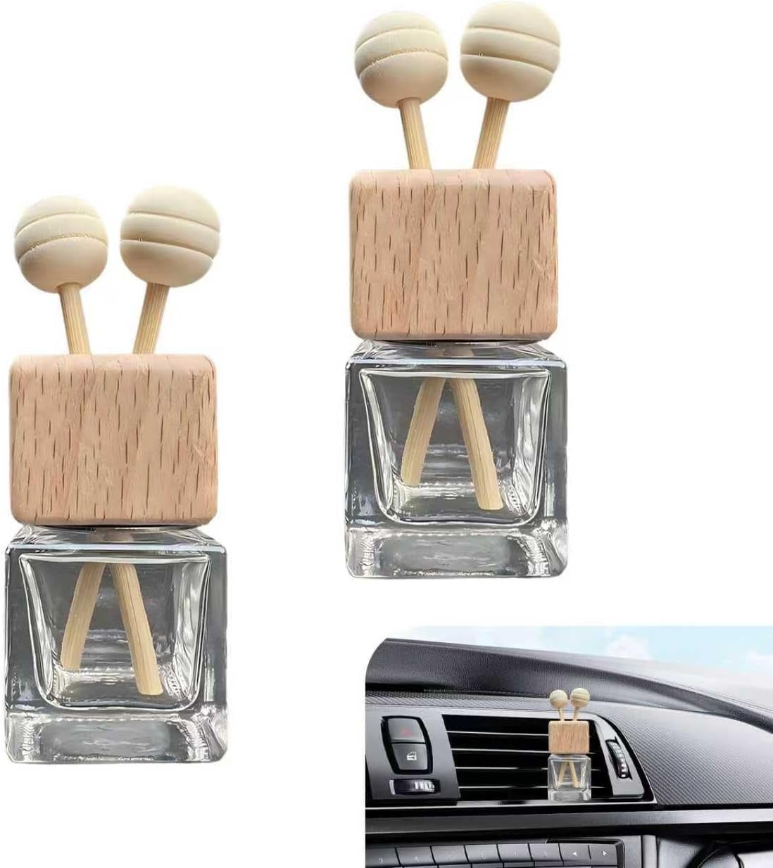 2 PCS Car Diffuser Air Freshener Bottles, Refillable Empty Glass ...