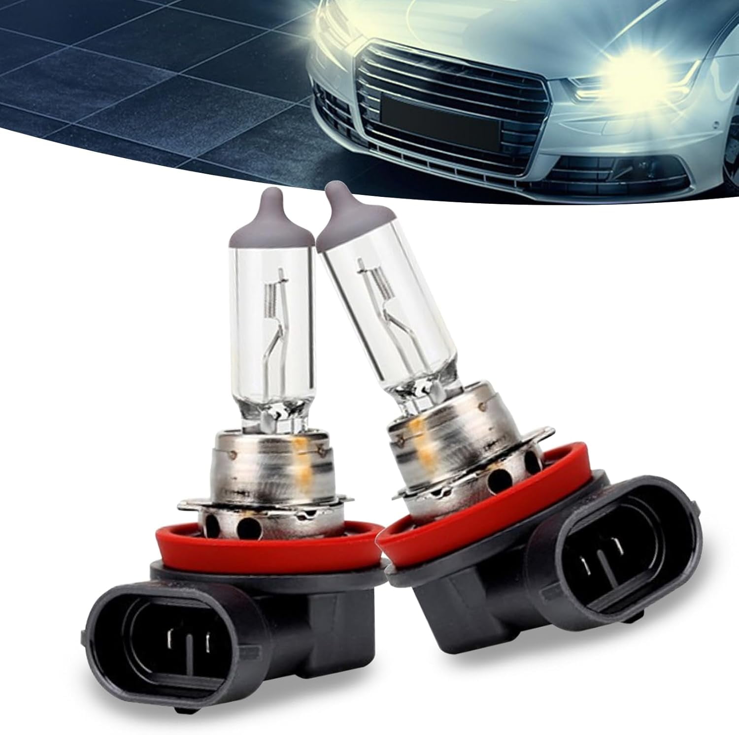 2 PCS Car H11-55W Halogen Bulb, 12V Quartz Lamp Beam Low/High Beam Fog ...
