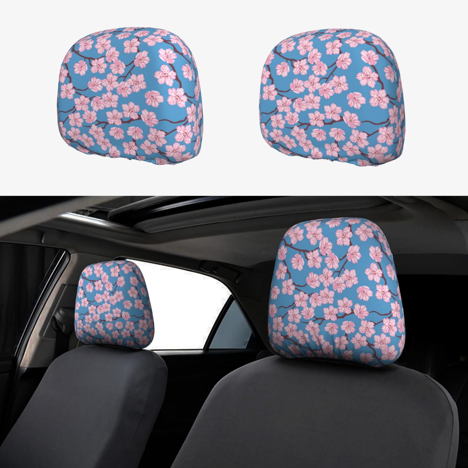 2 PCS Car Headrest Cover Beautiful Orchids Flowers A Breathable ...
