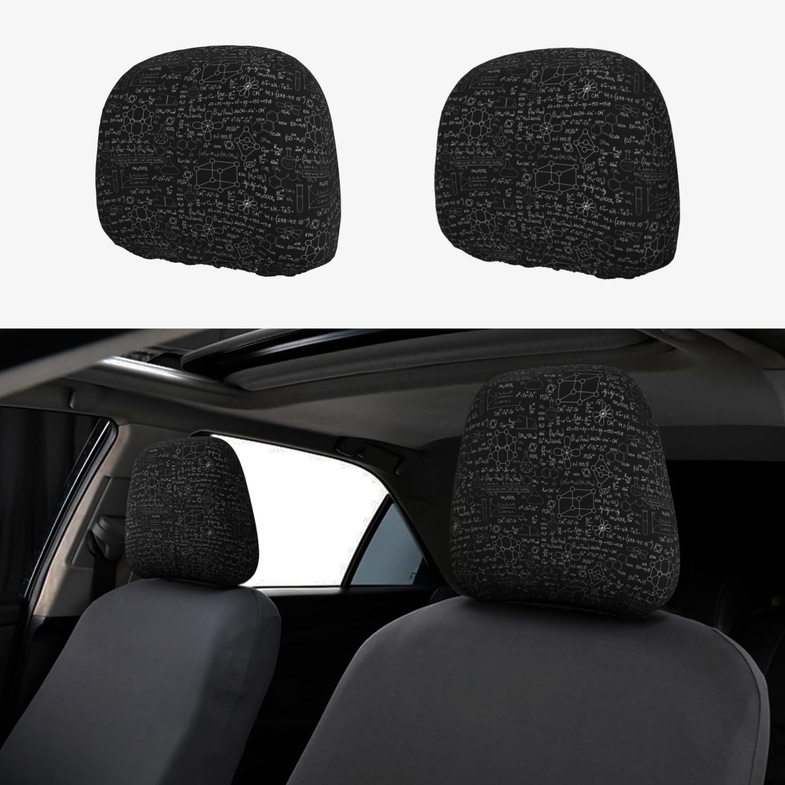 2 PCS Car Headrest Cover, Chemistry Formulas cute Soft Car Seat Head ...