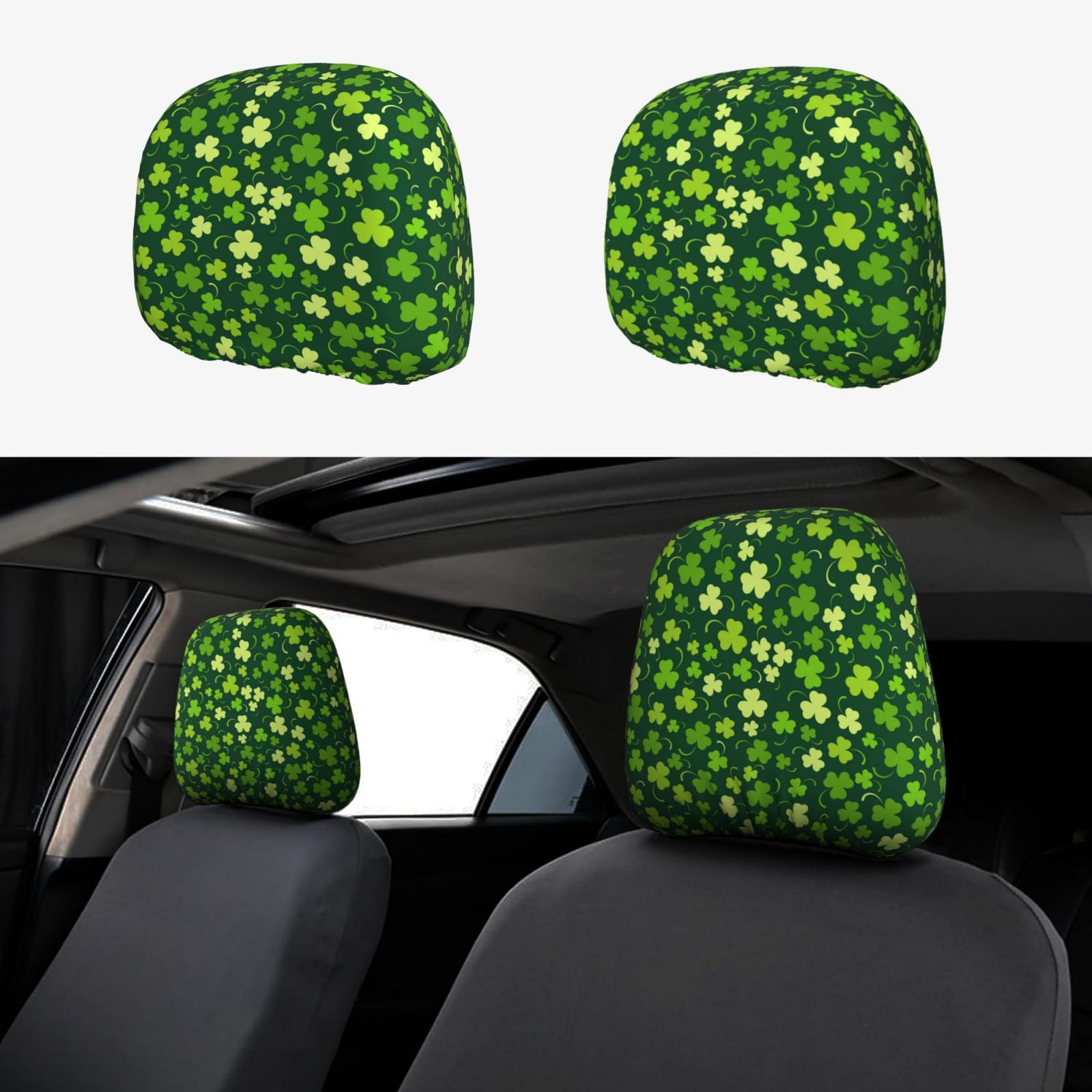 2 PCS Car Headrest Cover, Happy St. Patrick's day Soft Car Seat Head ...