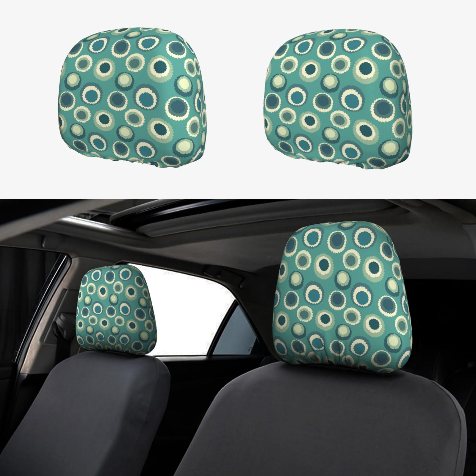 2 PCS Car Headrest Cover, abstractly geometric dot Soft Car Seat Head ...
