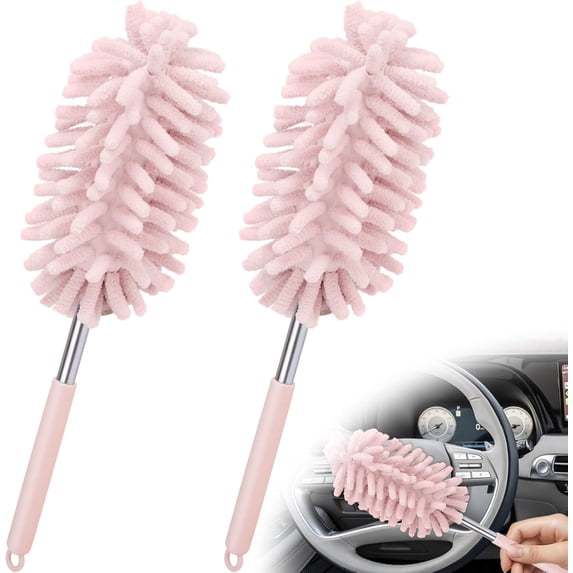 2 PCS Car Interior Duster with Extension Pole, Microfiber Car Duster ...