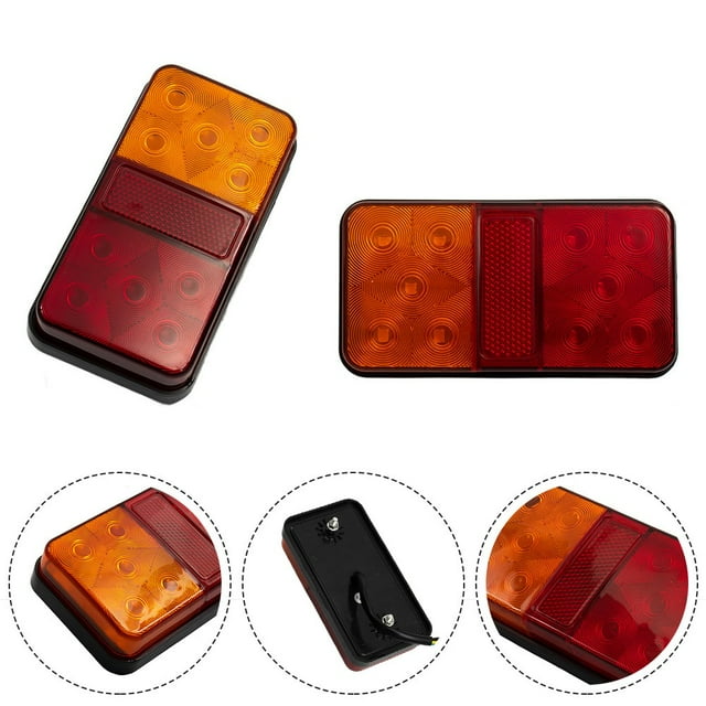 2 PCS Car LED Tail Lights Kit 12V 10W RV Camper Trailer Truck Rear Turn ...