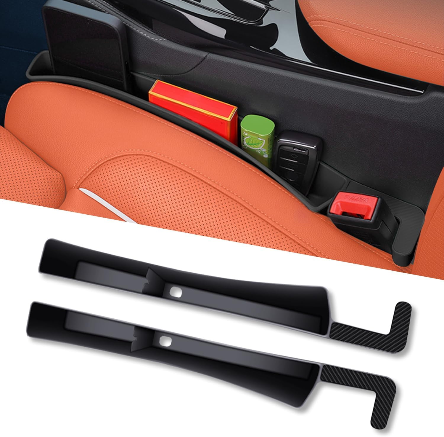 SOMUCH 2 PCS Car Seat Gap Filler Organizer, Black Storage with USB ...