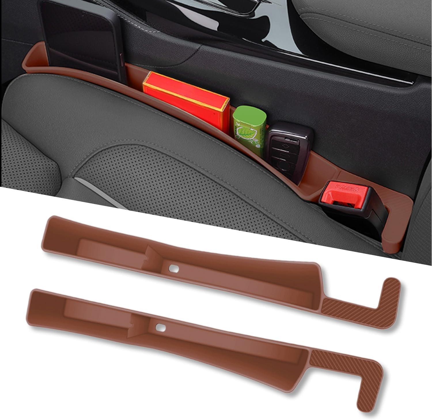 2 PCS Car Seat Gap Filler Organizer, Brown Multifunctional Cars Gap ...