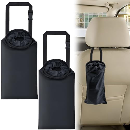 2 PCS Car Trash Bags, Washable Car Garbage Bag Hanging, Detachable ...