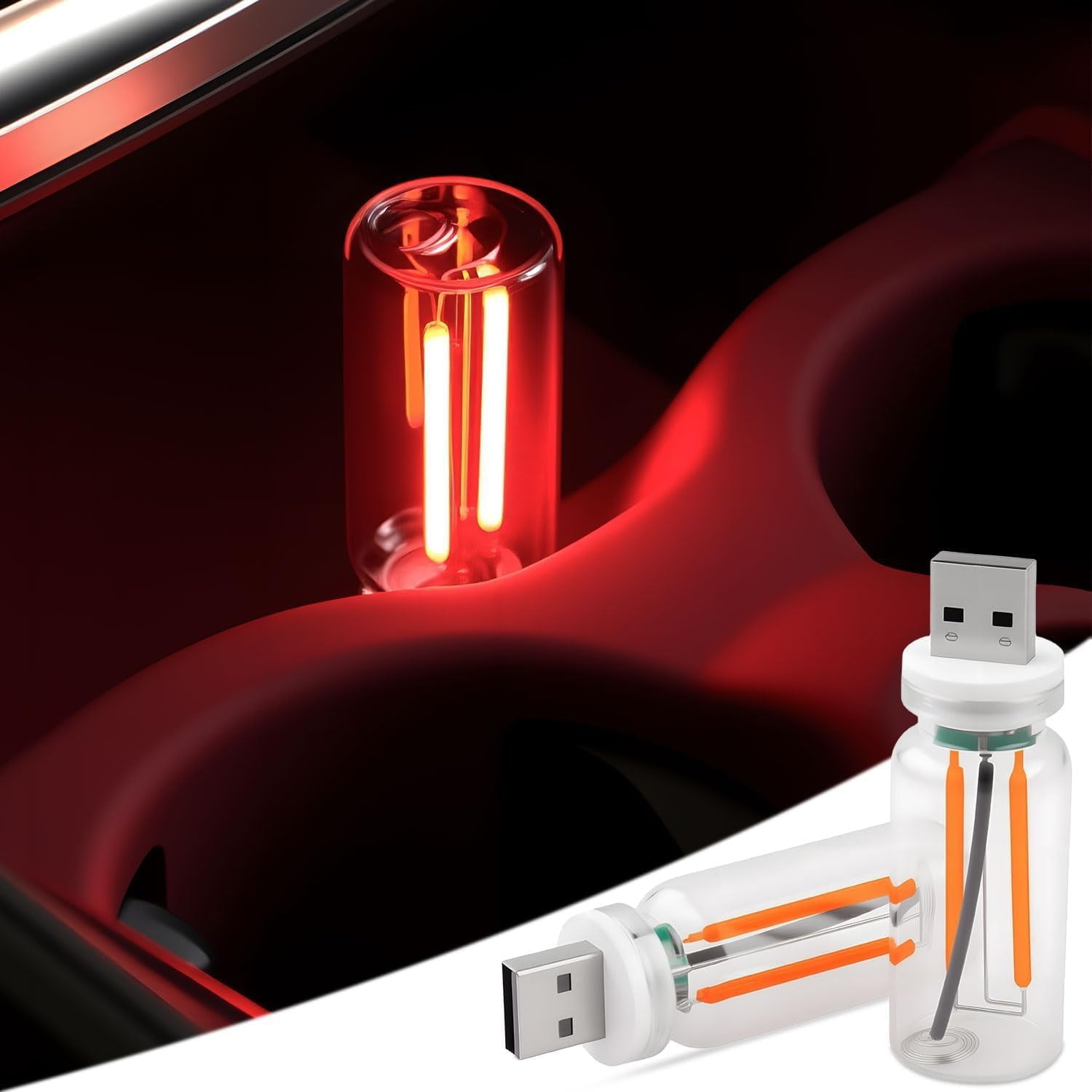 2 PCS Car USB Lights, Plug-in Retro Car Atmosphere Lamp with Touch ...