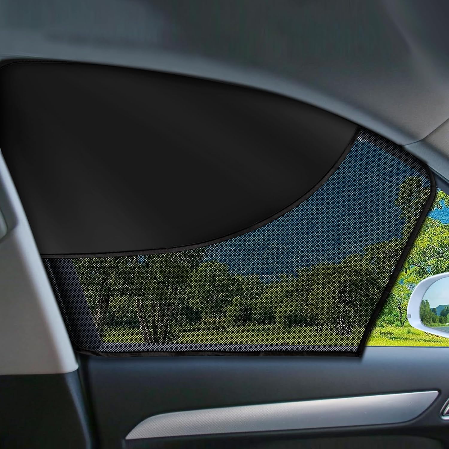 2 PCS Car Window Shades,Magnetic Double Layer Car Side Window Sun ...