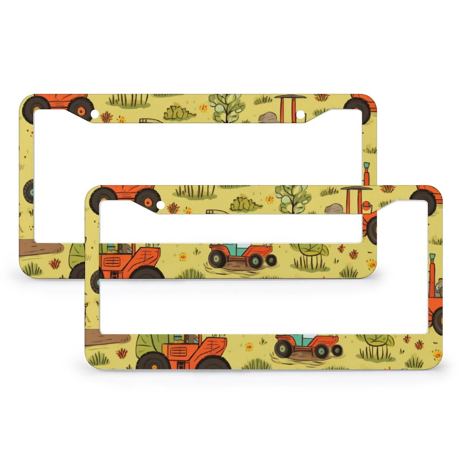 2 PCS Cartoon Farm Tractor License Plate Frame Cartoon Equipment Trucks ...