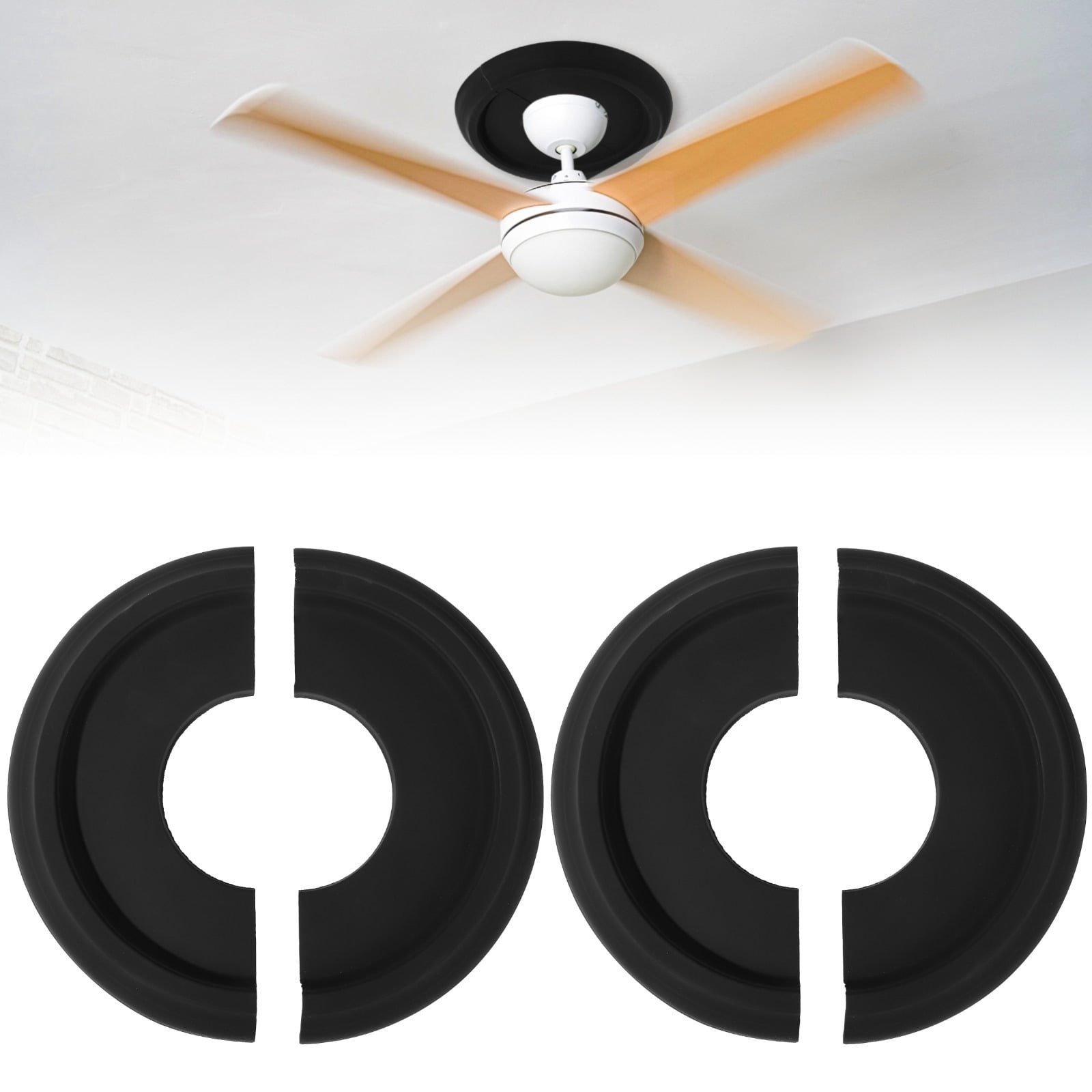 2 PCS Ceiling Medallions, 10 Inches Black Lighting PU Ceiling Medallion ...