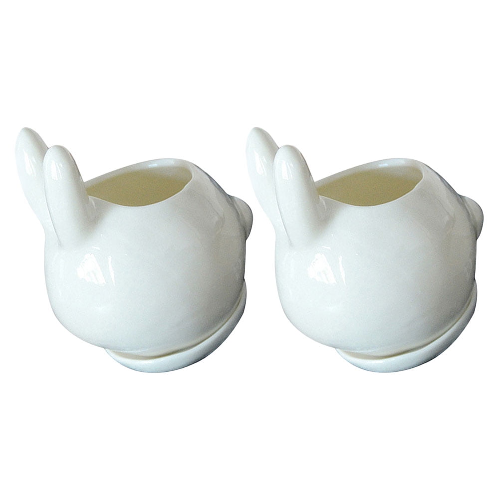 2 PCS Ceramic Planter Easter Gift Stands Mini Seedling White - Walmart.com