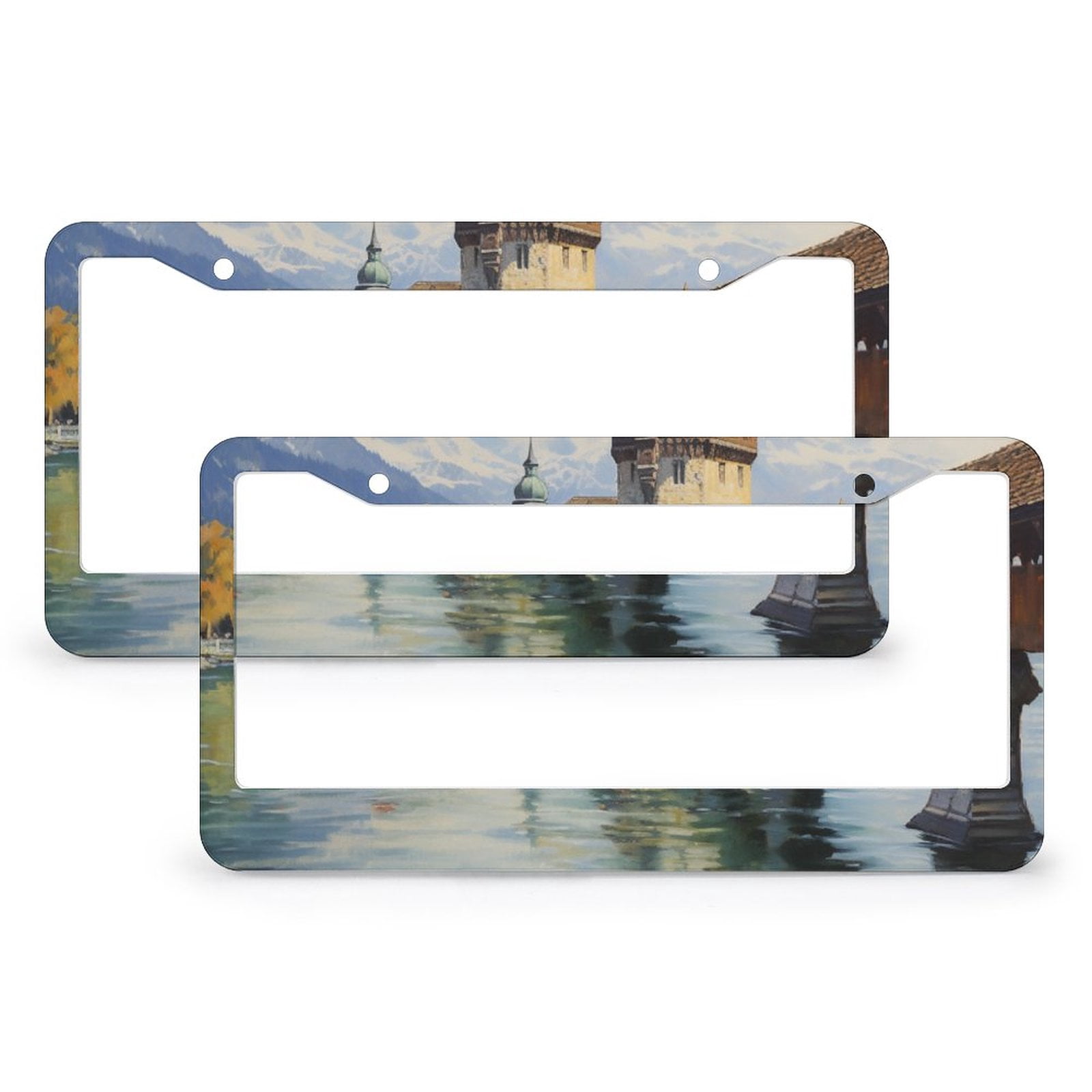 2 PCS Chapel Bridge Lucerne,switzerland Oil Painting License Plate ...