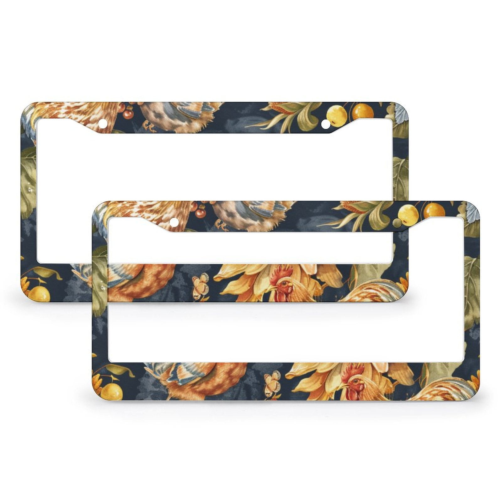 2 PCS Chickens And Sunflowers License Plate Cover Vintage Chicken ...