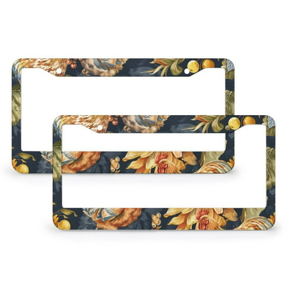 2 PCS Chickens And Sunflowers License Plate Cover Vintage Chicken ...