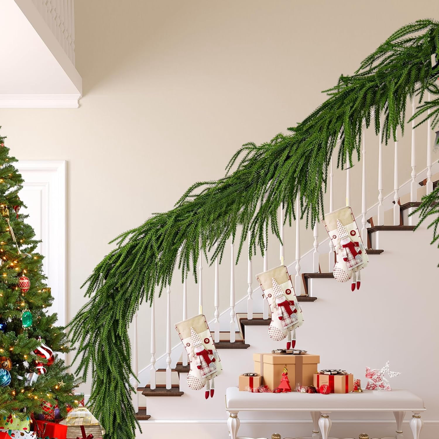 2 PCS Christmas Garland - Cedar Garland - Cypress Garlands - Real Touch ...