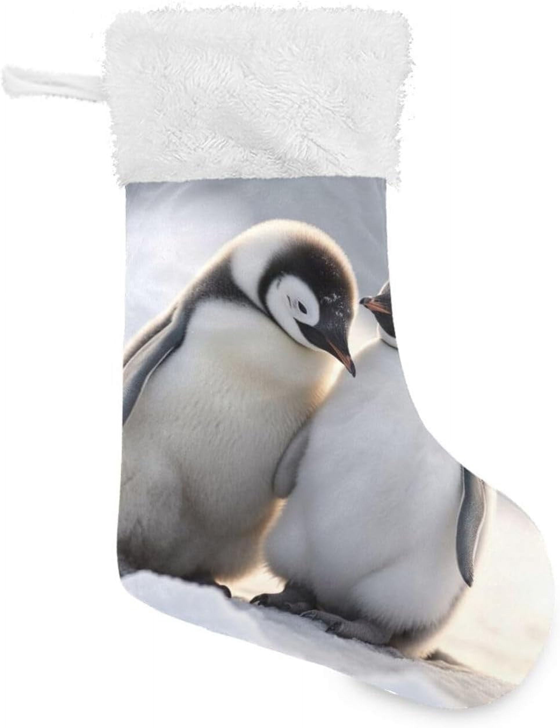 2 PCS Christmas Stocking Cute Penguins Big Warm 18 x 12 Inch Hanging ...