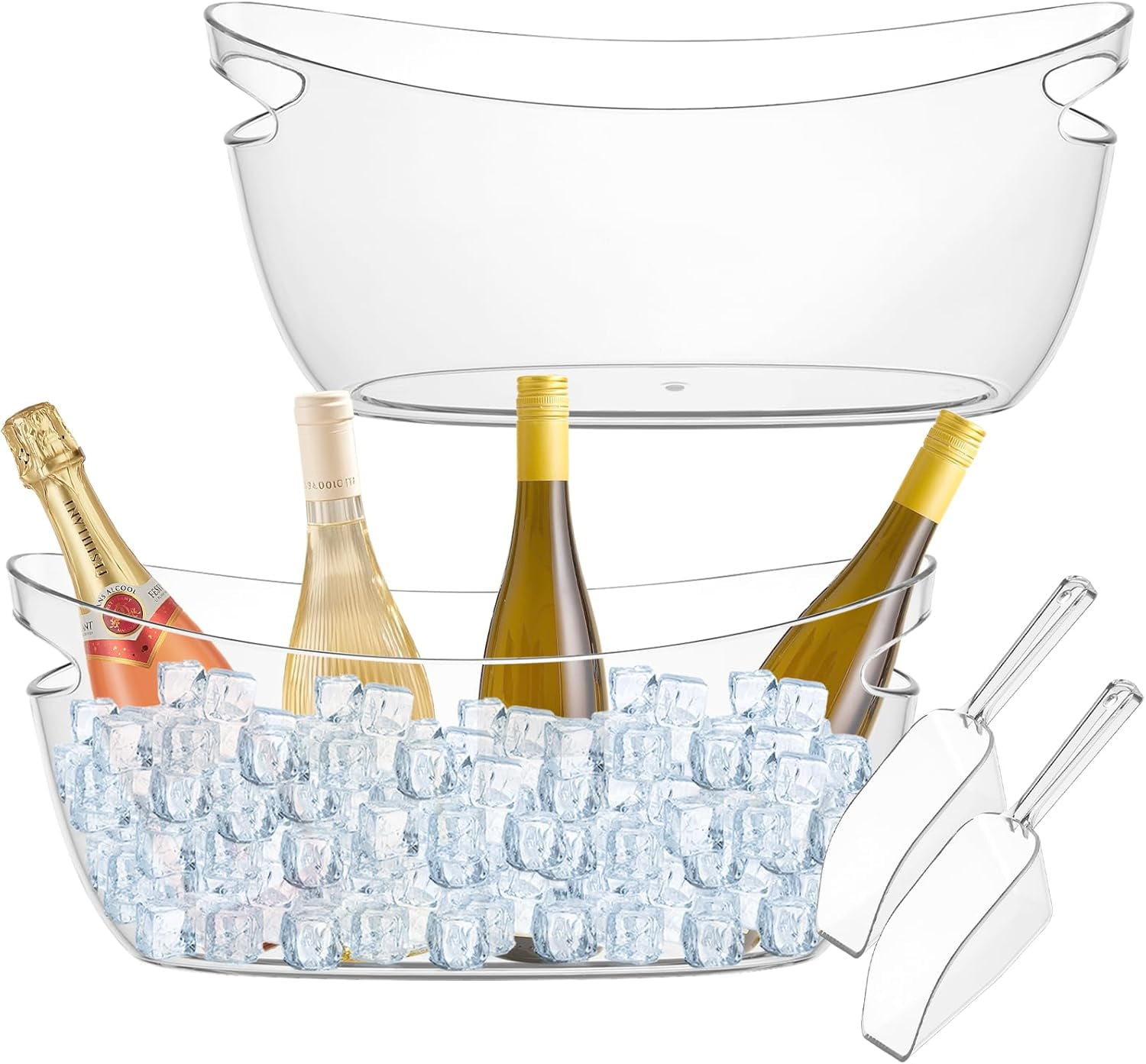 2 PCS Clear Ice Bucket Set - 5L Ice Buckets for Parties with Ice Bucket ...