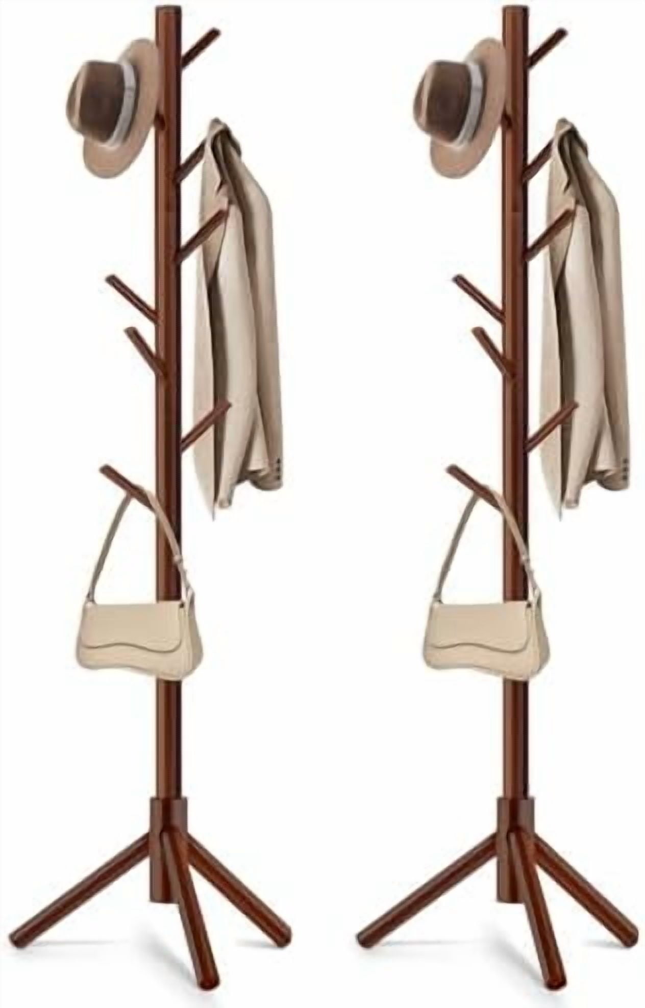 2 PCS Coat Rack, Freestanding Coat Rack with 8 Hooks and 3 Adjustable ...
