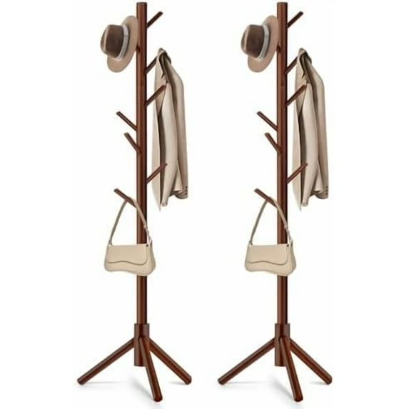 2 PCS Coat Rack, Freestanding Coat Rack with 8 Hooks and 3 Adjustable ...