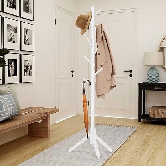 2 PCS Coat Rack, Freestanding Coat Rack with 8 Hooks and 3 Adjustable ...