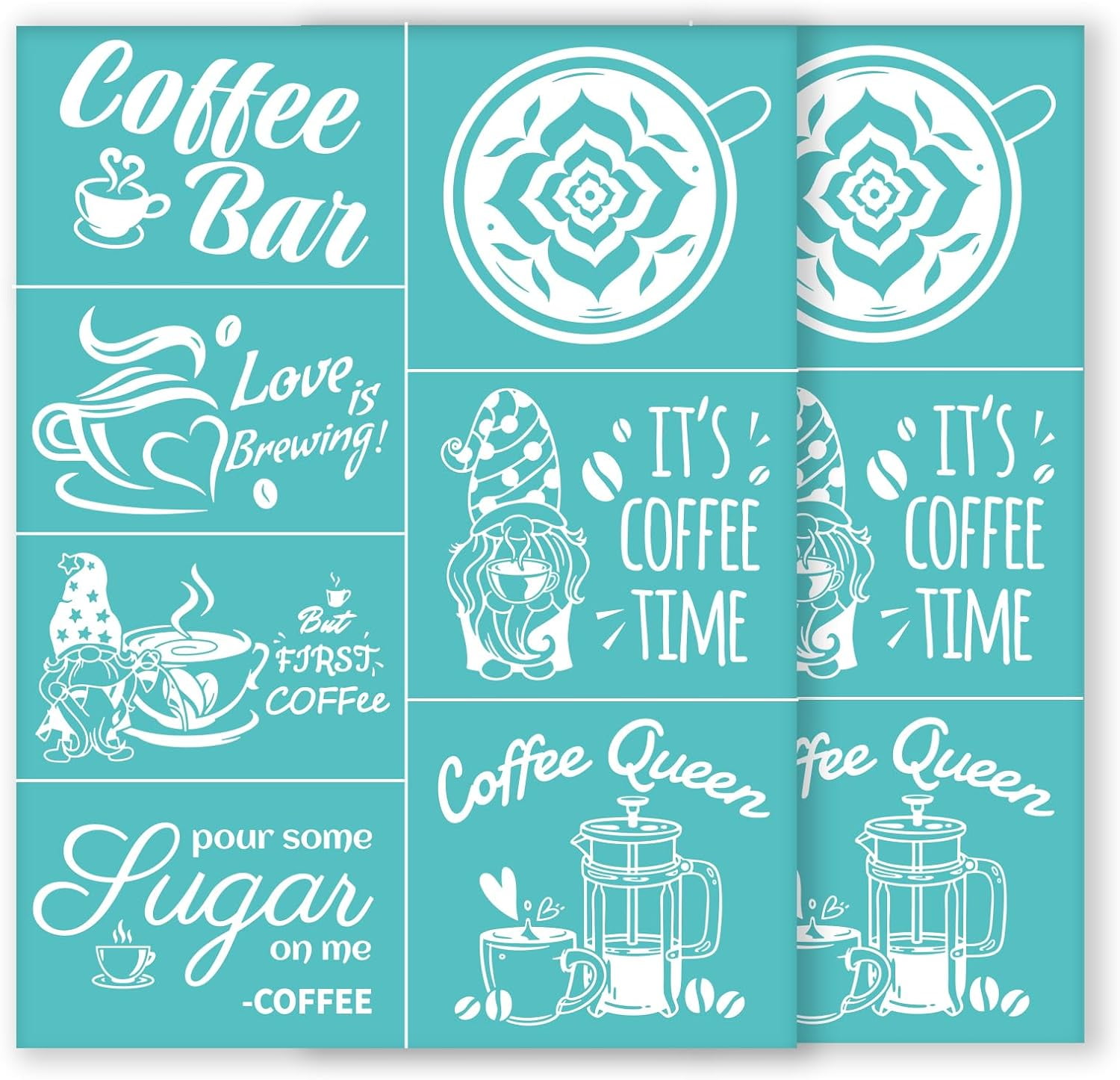 2 PCS Coffee Self-Adhesive Silk Screen Printing Stencil 8.5x11 Inch ...