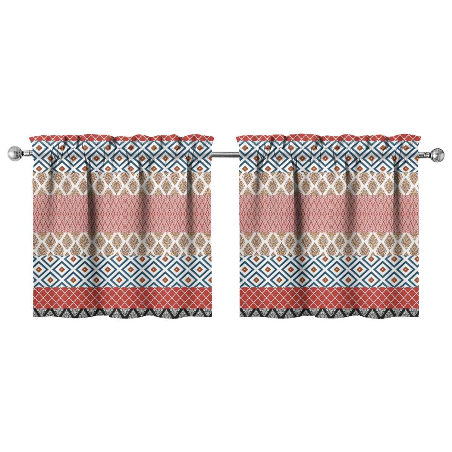 2 PCS Colorful Bohemian Kitchen Curtains 27.5x24 Inch, Hippie Style ...