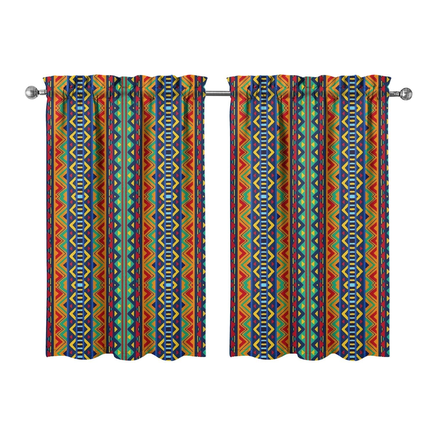 2 PCS Colorful Bohemian Kitchen Curtains 27.5x39 Inch, Hippie Style ...