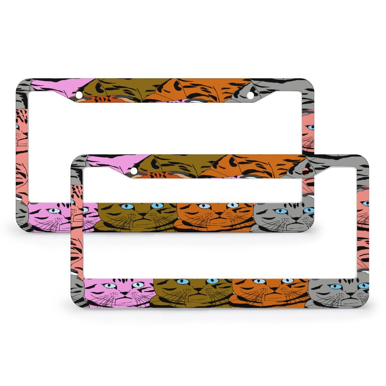 2 PCS Colorful Cats License Plate Cover Cat Lovers License Plate Cover ...