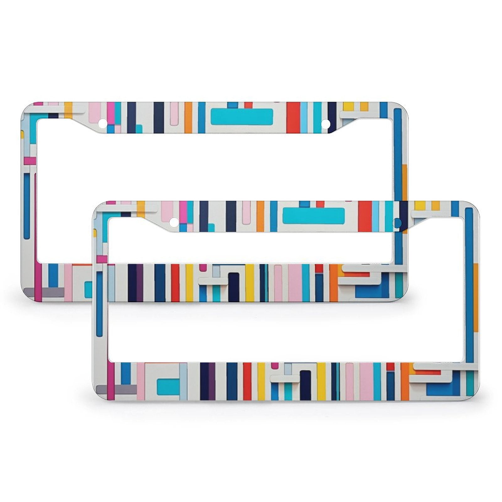 2 PCS Colorful Lines License Plate Cover Tribal Texture Seamless ...