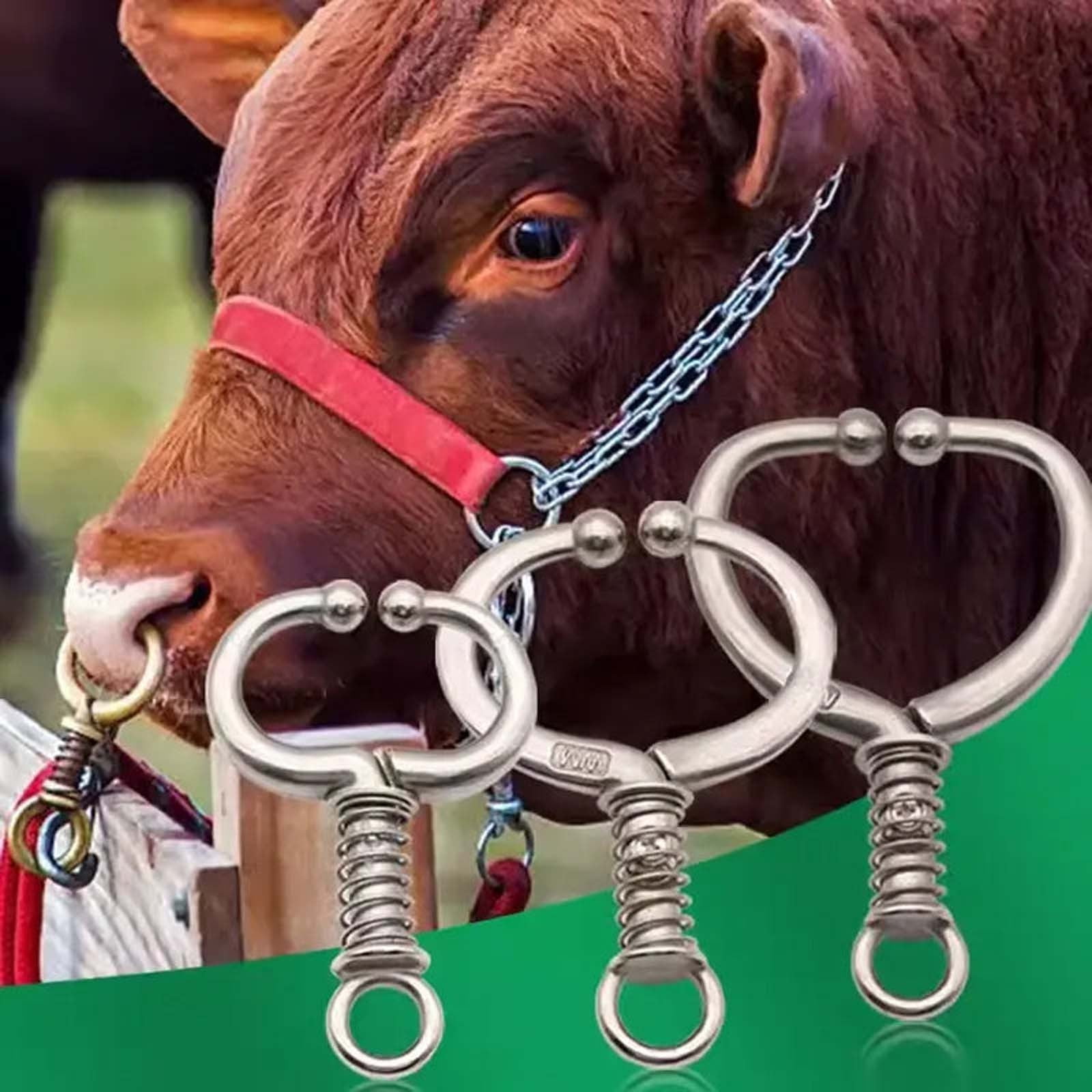 2 PCS Cow Nose Ring Livestock Stainless Steel Bull Cow Cattle Nose Ring ...