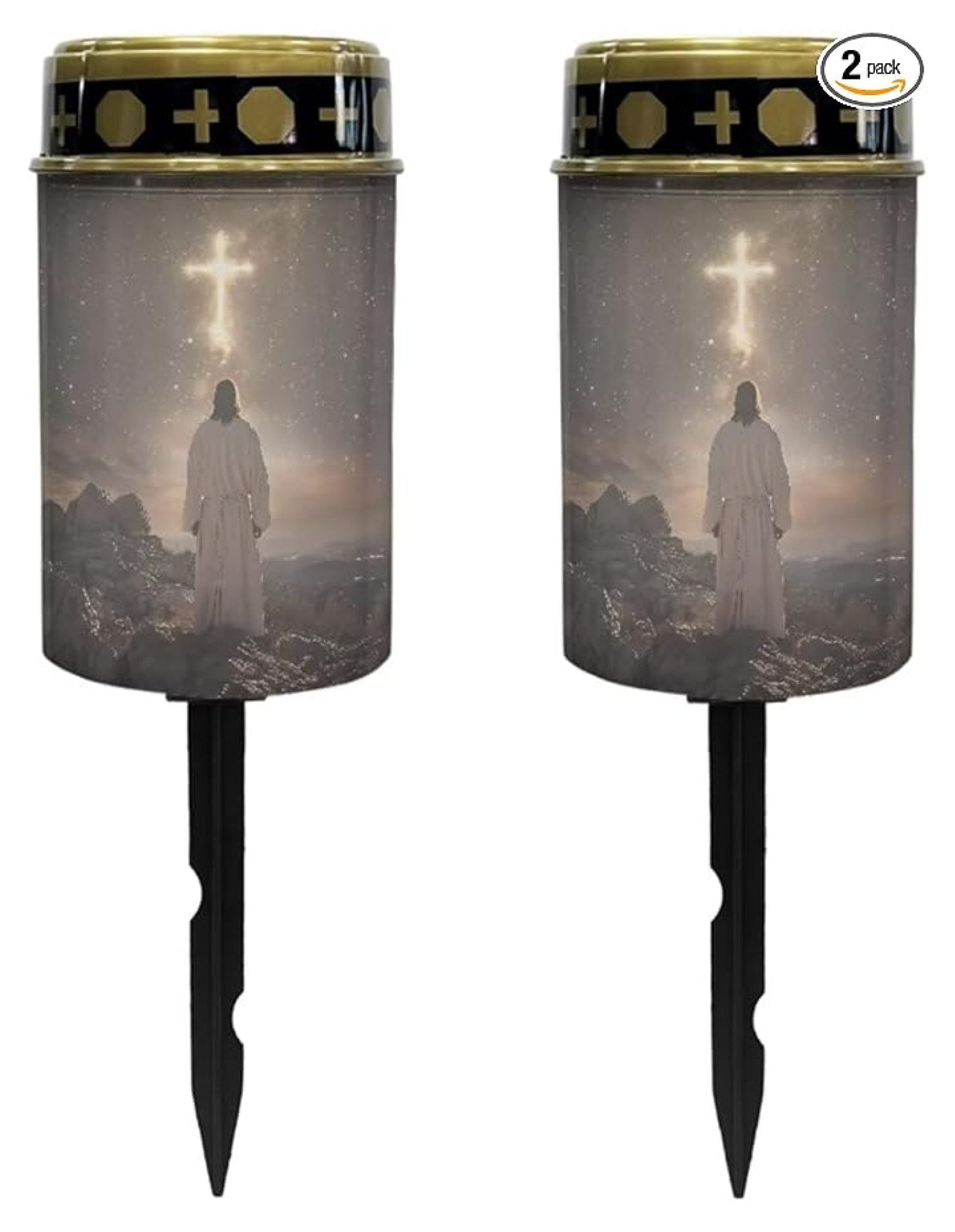 2 PCS Cross Solar Pathway Lights Outdoor Grave Solar Lights Outside ...