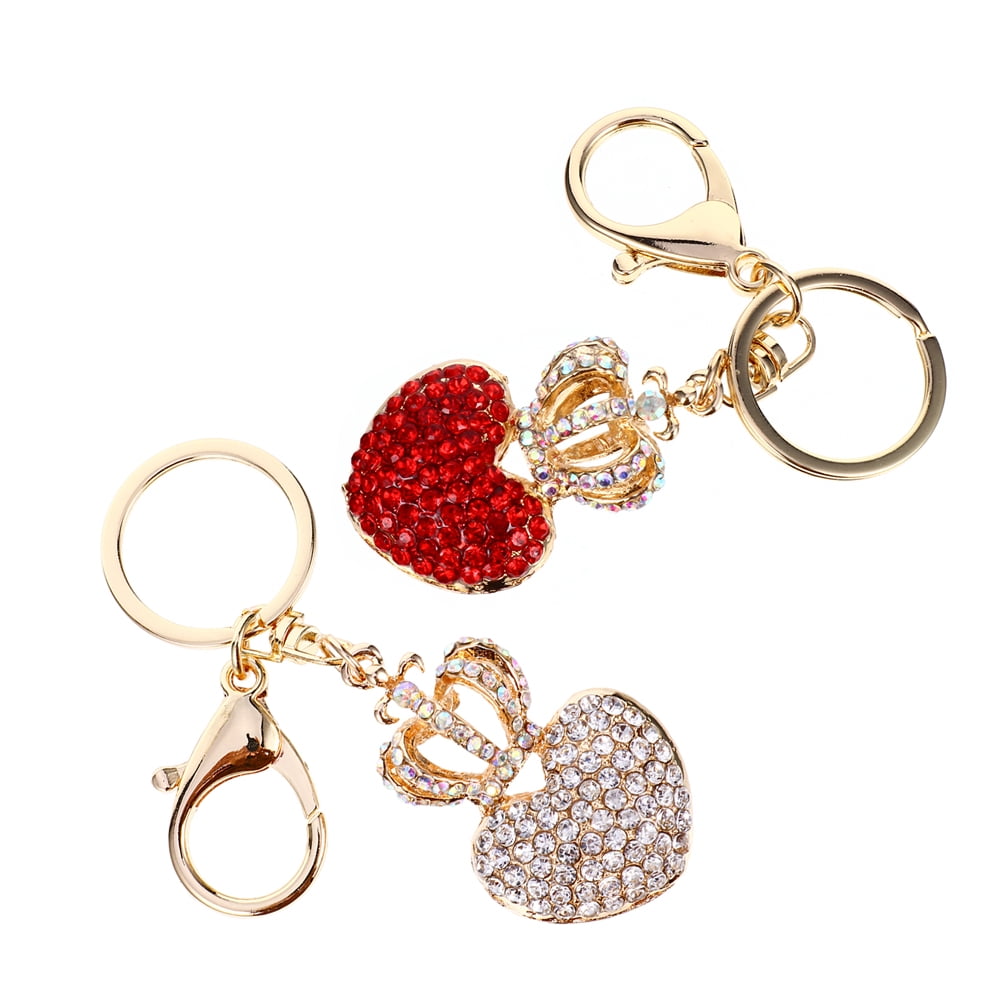 2 PCS Crystal Bag Charms Heart Rings Auto Kits Anti-scalding Gripper ...